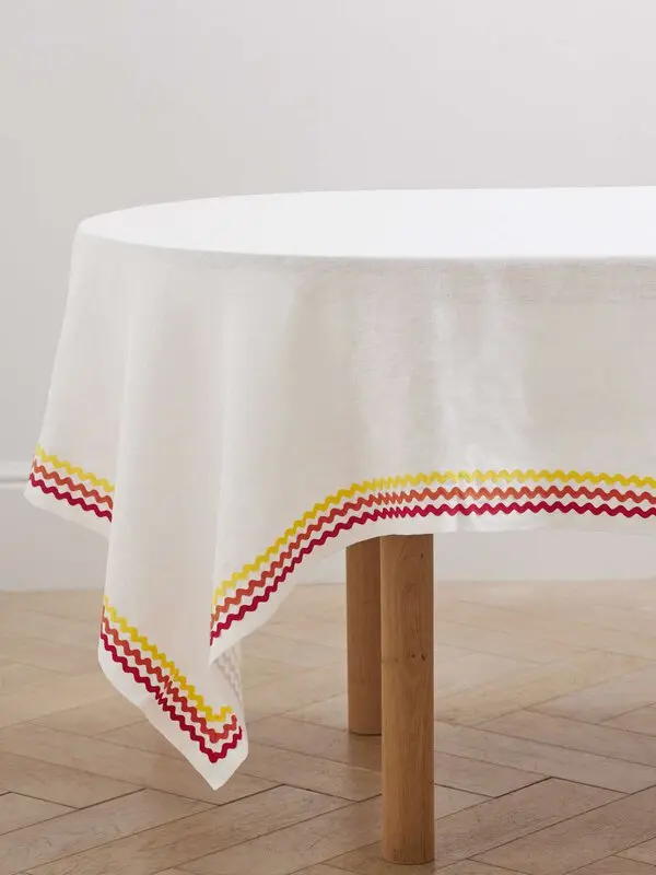 AQUAZZURA CASA Ric Rac Woven Linen Tablecloth, 160cm X 300cm