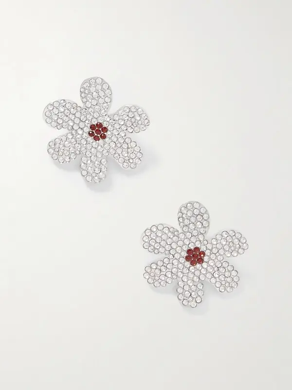 Marni Daisy Crystal Earrings - Silver