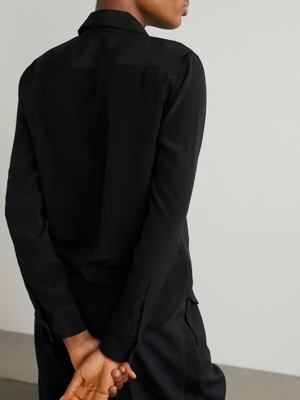 NILI LOTAN Gaia Silk Crepe De Chine Shirt - Black