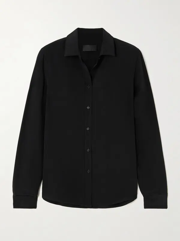 NILI LOTAN Gaia Silk Crepe De Chine Shirt - Black