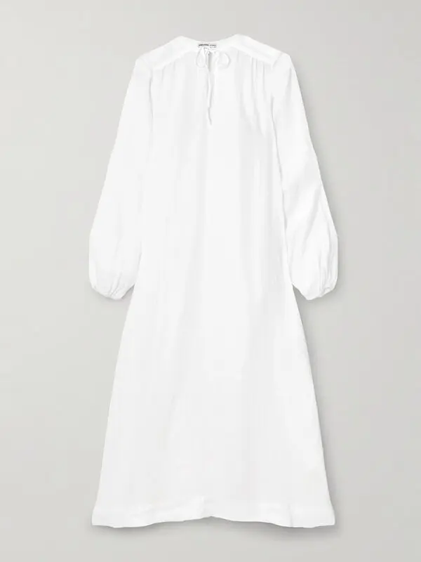 JAMES PERSE Tie-detailed Linen Midi Dress