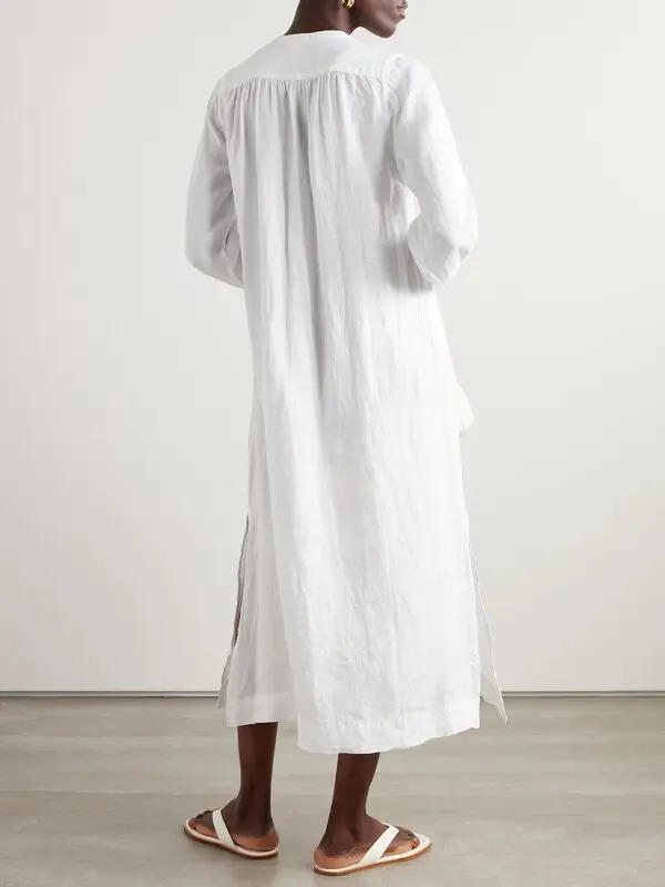 JAMES PERSE Tie-detailed Linen Midi Dress