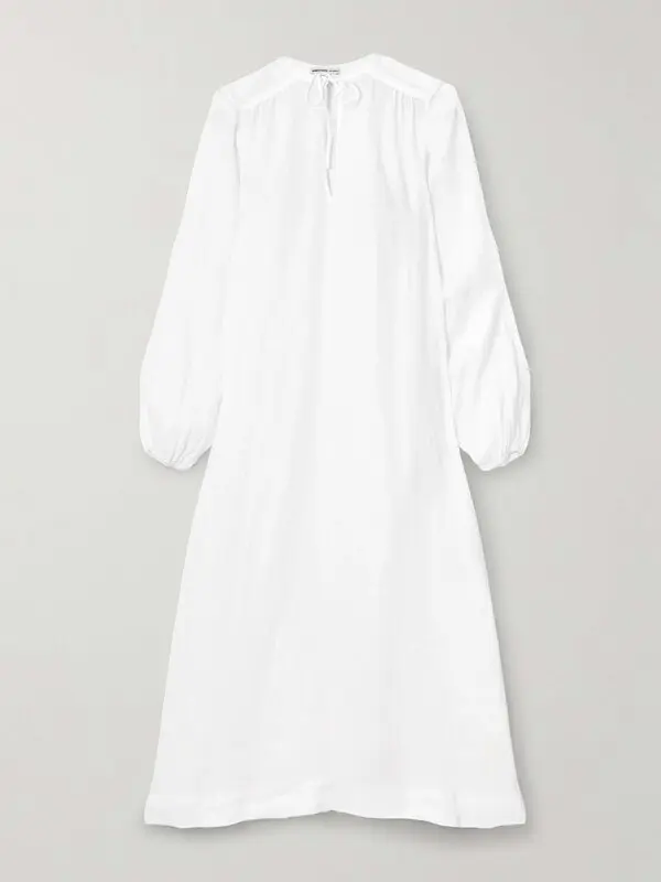 knee length dresses for ladies Linen Halter Dress - Grey Sky Pigment