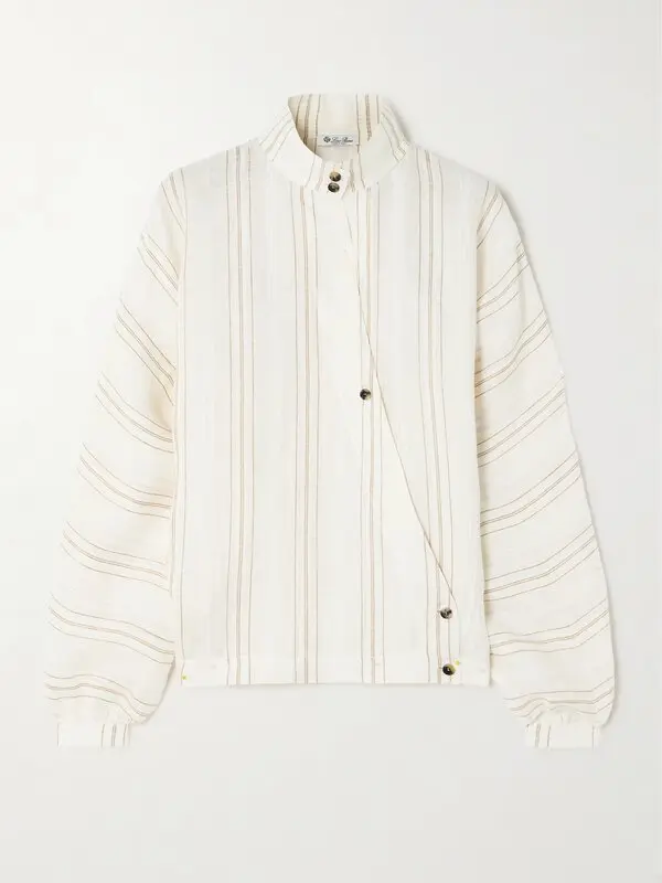 Loro Piana Shay Striped Linen Blouse