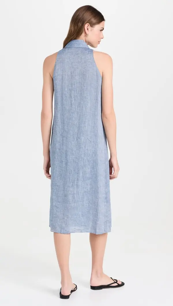 Theory Halter Neck Shirt Dress In Chambray - 70% Off