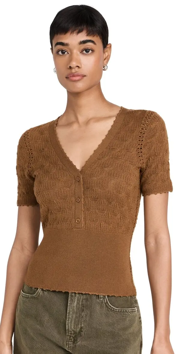Sea Mila Pointelle V-neck Sweater