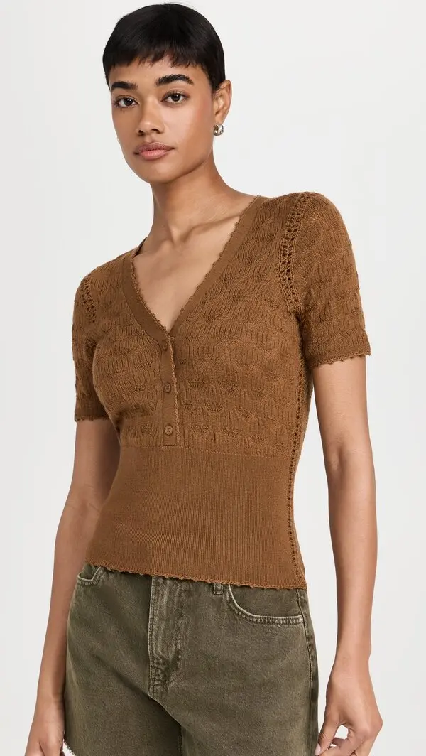 Sea Mila Pointelle V-neck Sweater