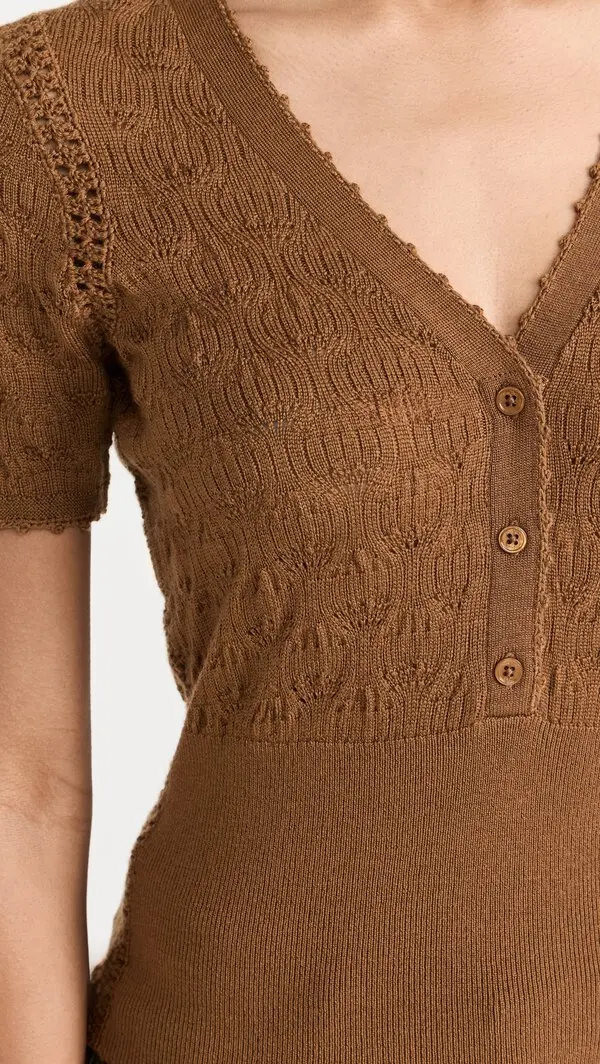 Sea Mila Pointelle V-neck Sweater