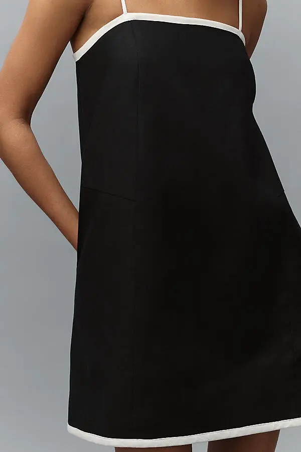 Square-neck A-line Mini Dress - Black