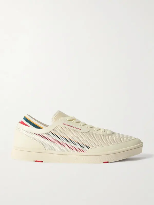Orlebar Brown Larson Striped Mesh And Canvas Sneakers - White