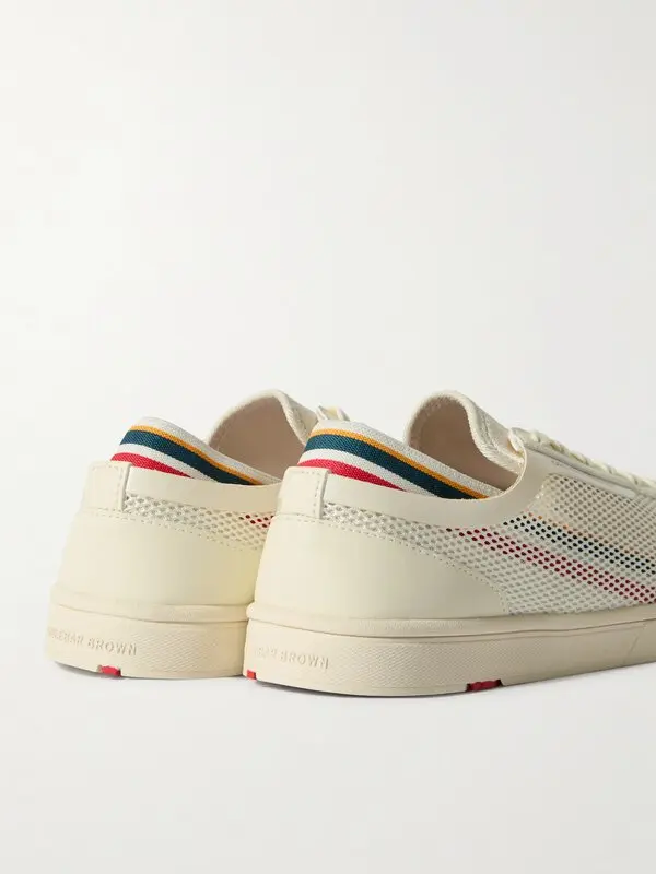 Orlebar Brown Larson Striped Mesh And Canvas Sneakers - White