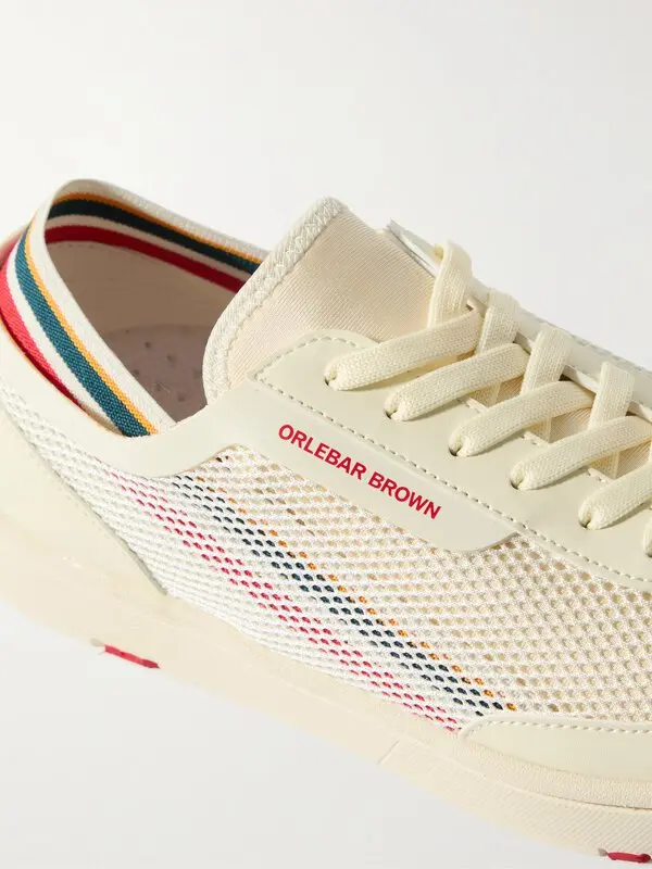 Orlebar Brown Larson Striped Mesh And Canvas Sneakers - White