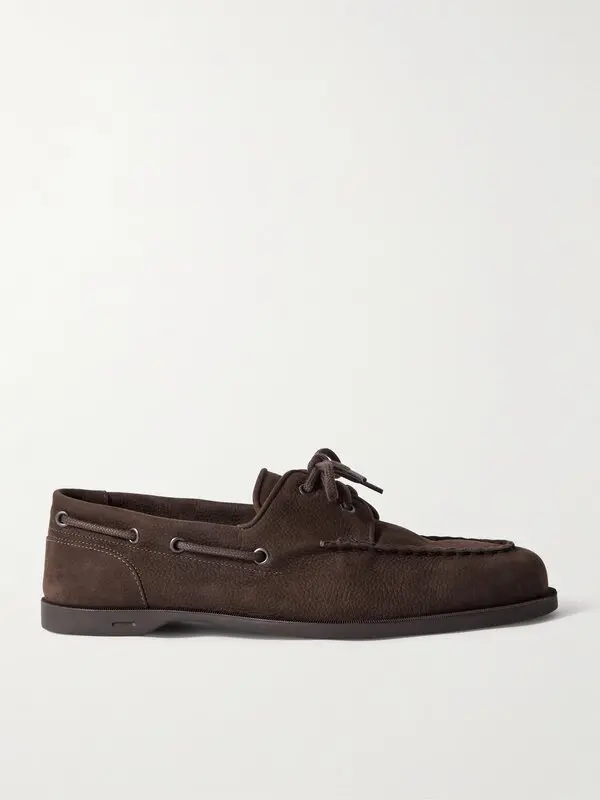 John Lobb Foil Leather Boat Shoes - Brown