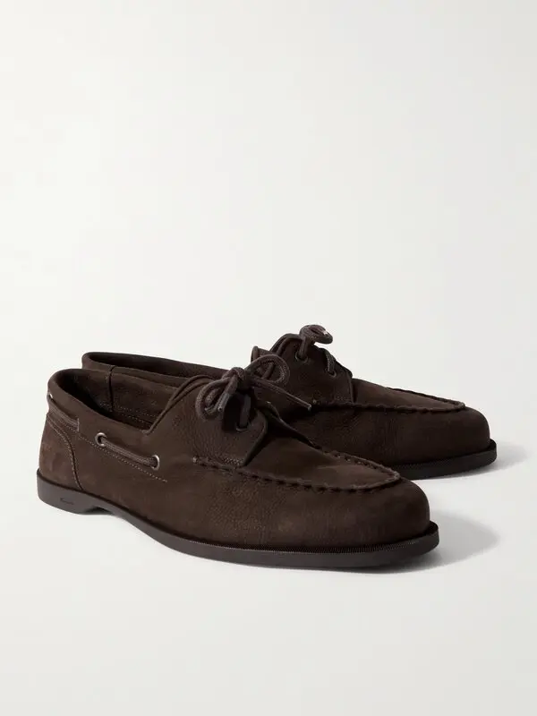 John Lobb Foil Leather Boat Shoes - Brown