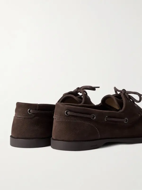 John Lobb Foil Leather Boat Shoes - Brown