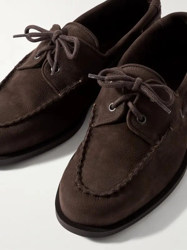 John Lobb Foil Leather Boat Shoes - Brown