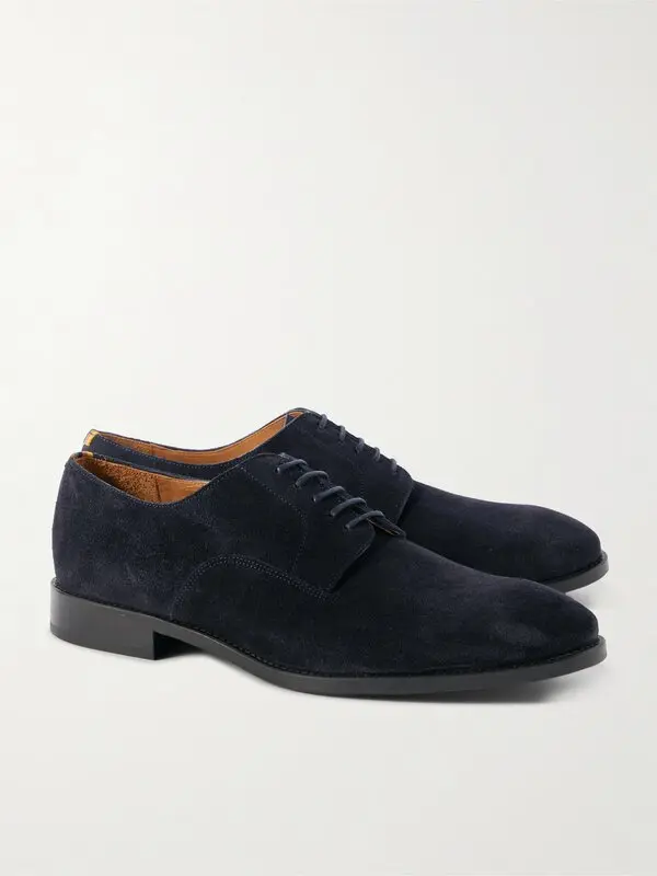 Paul Smith Suede Men 8 Shoes Navy Blue Oxford  Lace Up Brogues MADE IN ITALY Paul Smith Oxford Suede Upper Dress Shoes for Men for sale  main image 4