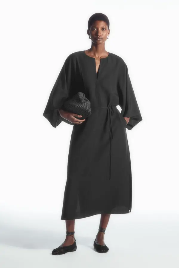 oversized kaftan midi dress Cos Oversized Kaftan Midi Dress In Yellow - 60% Off