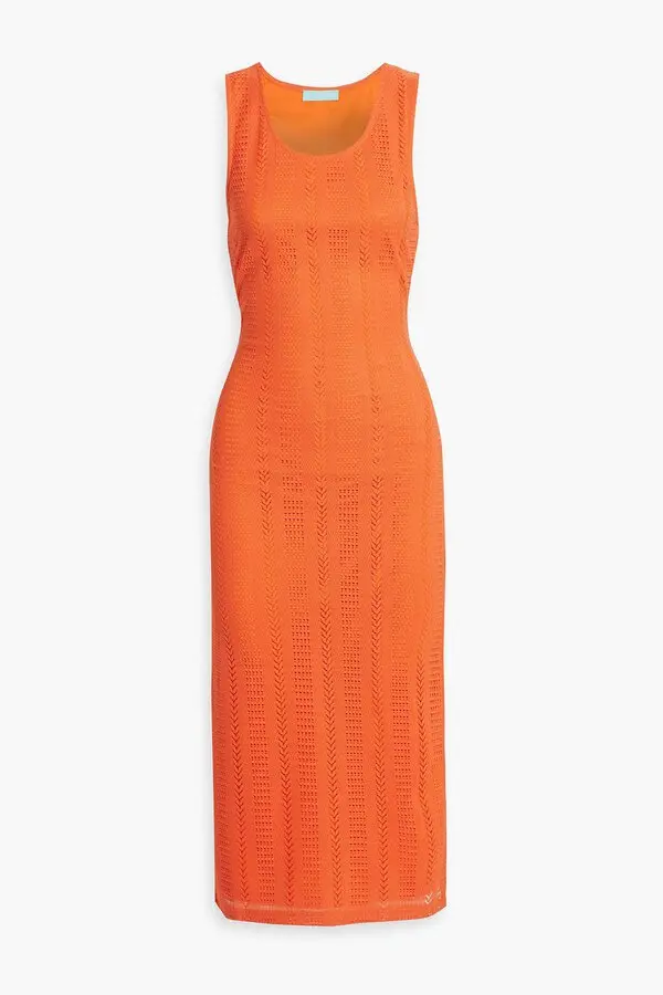 knee length dresses for ladies Ramy Brook Hannah Crochet Coverup Midi Dress in Orange Crochet main image 1