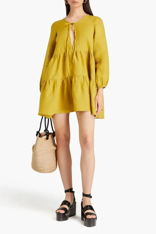 knee length dresses for ladies MATILDA YELLOW MINI DRESS  Nutka Studios