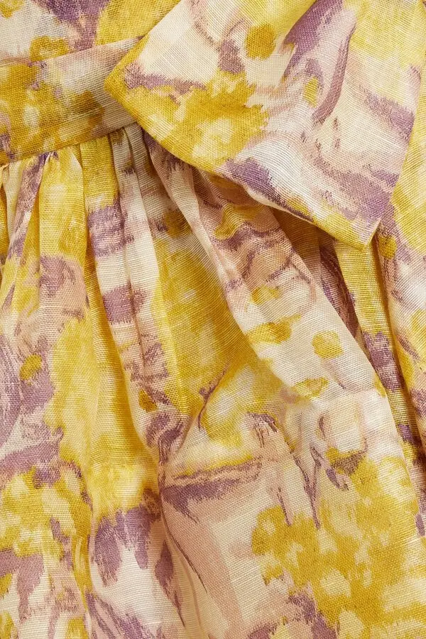Zimmermann Floral Print Linen And Silk-blend Mini Dress With Bow