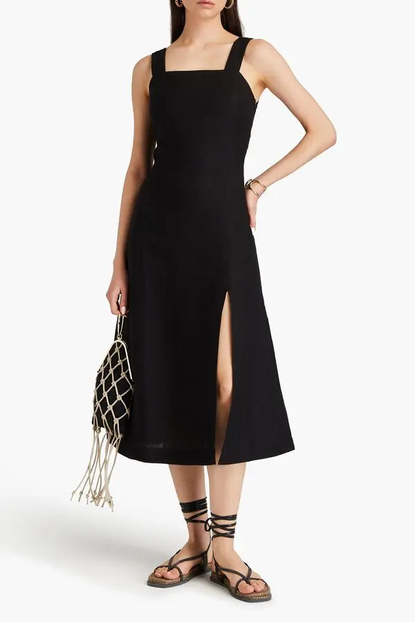 Casa Raki Teresa Linen Midi Dress In Black - 70% Off | Editorialist