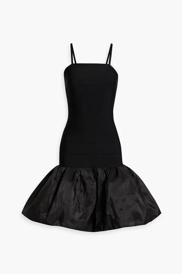 Carolina Herrera Gathered Faille-paneled Stretch-knit Mini Dress
