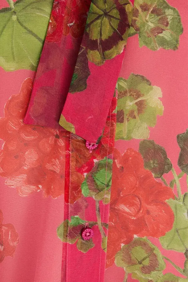 Oscar De La Renta Floral Silk Chiffon Pussy-bow Shirt