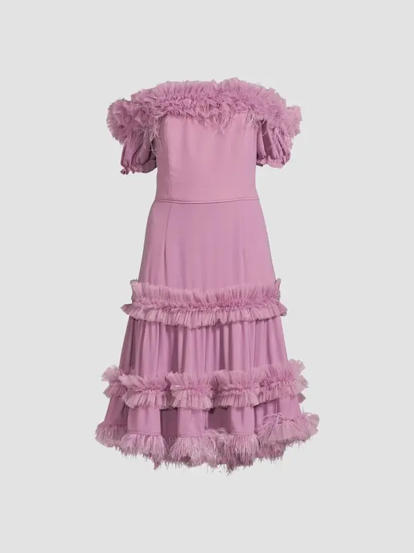 Shani Off-the-shoulder Ruffled Midi-dress