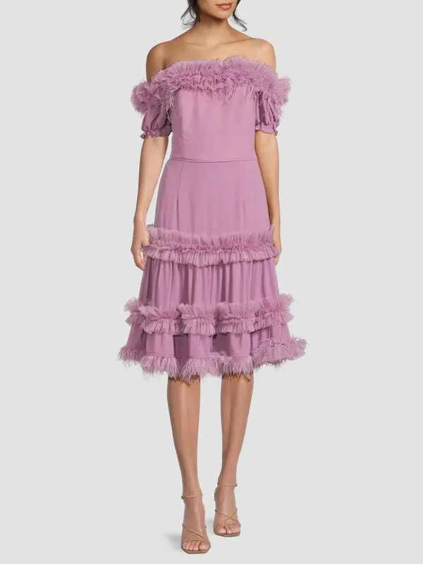 Shani Off-the-shoulder Ruffled Midi-dress