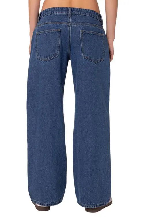 EDIKTED Raelynn Wide Leg Jeans - Blue-washed