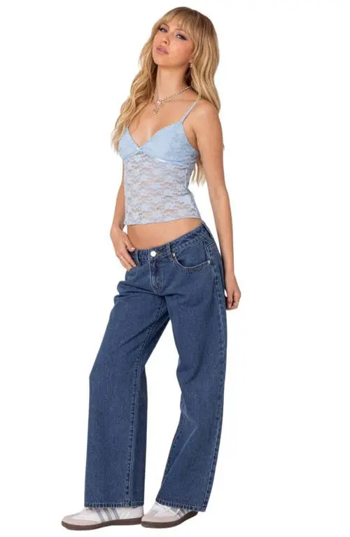 EDIKTED Raelynn Wide Leg Jeans - Blue-washed