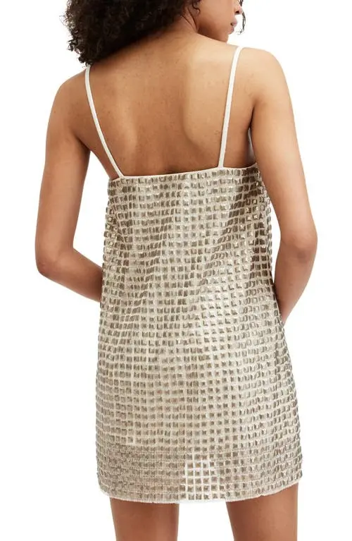 Allsaints Opeline Studded Mini Dress - White/ Gold | Editorialist