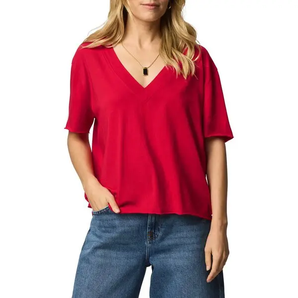 Splendid Kacey V-neck T-shirt - Rouge