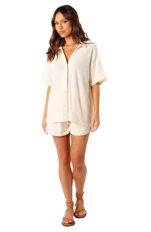 PETAL & PUP Bobby Knit Button-up Shirt & Shorts Set