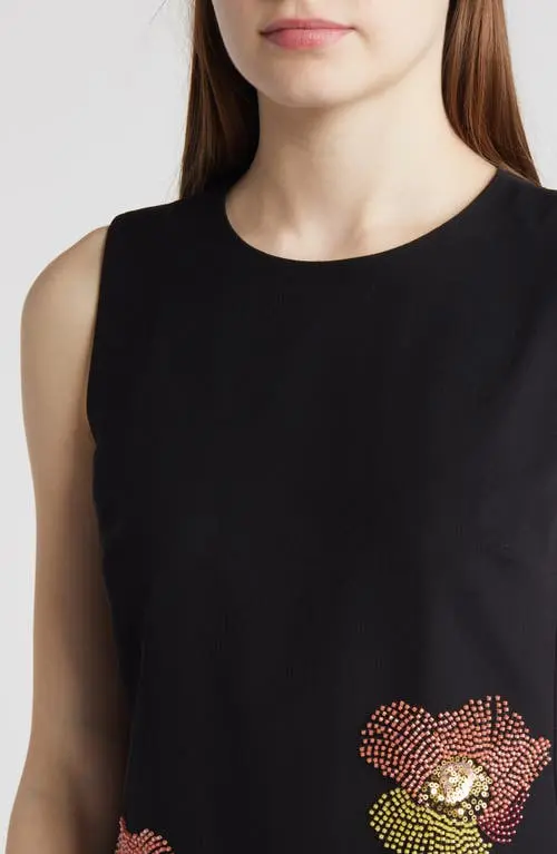 anne klein embroidered dress Anne Klein Rosette Hem Sleeveless Shift Dress