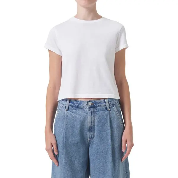 AGOLDE Adine Shrunken Supima® Cotton T-shirt - White
