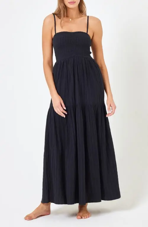 L*Space Mallorca Smocked Maxi Dress - Black