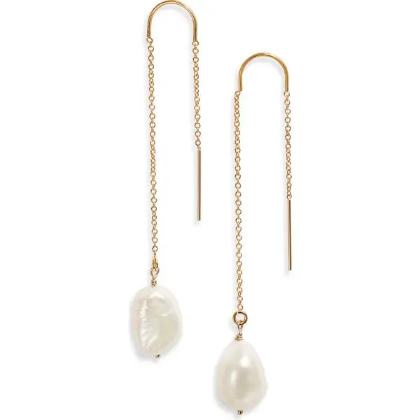 SET & STONES Sabina Keshi Pearl Threader Earrings - Gold
