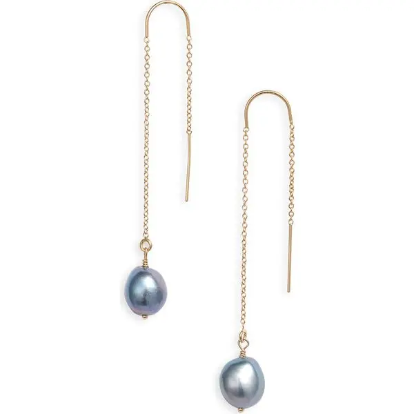 SET & STONES Sabina Keshi Pearl Threader Earrings - Gold/peacock