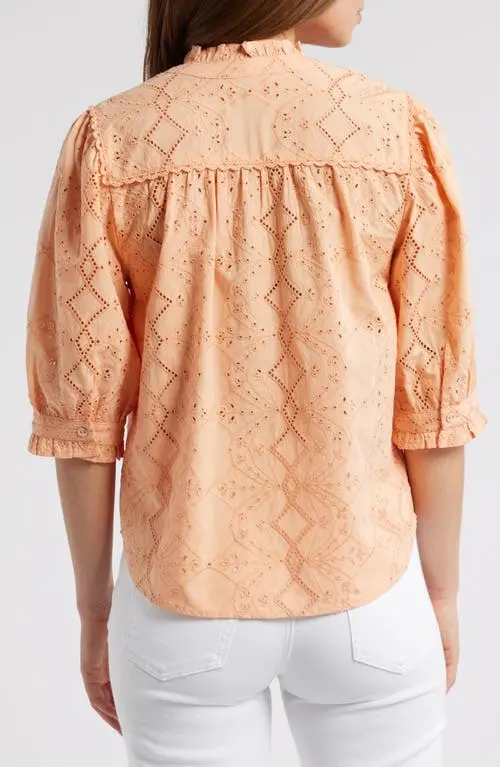 Wit & Wisdom Embroidered Eyelet Button-up Shirt