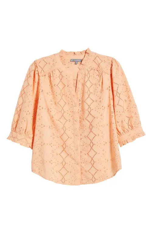 Wit & Wisdom Embroidered Eyelet Button-up Shirt
