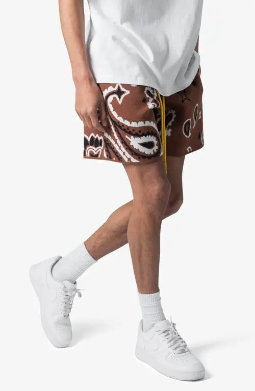 Mnml Paisley Jacquard Knit Shorts - Brown