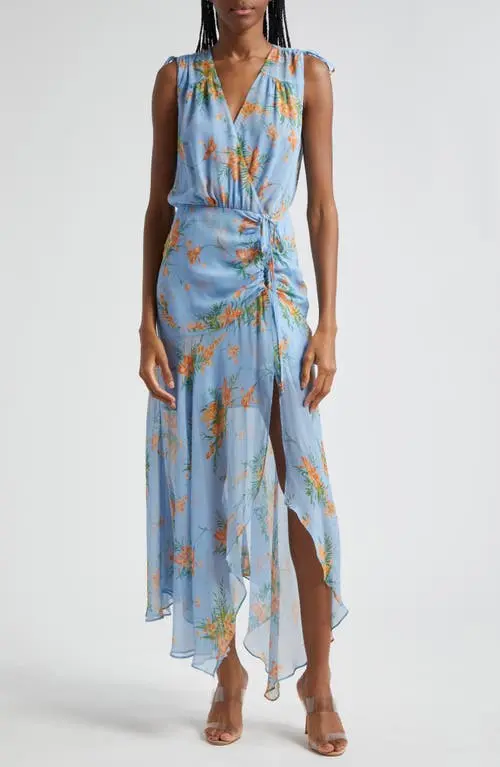 Veronica Beard Floral Print Sleeveless Silk Dovima Dress