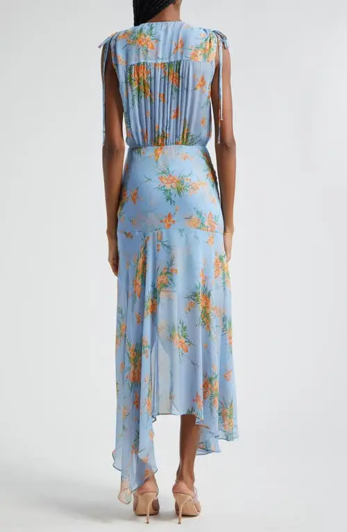 Veronica Beard Floral Print Sleeveless Silk Dovima Dress