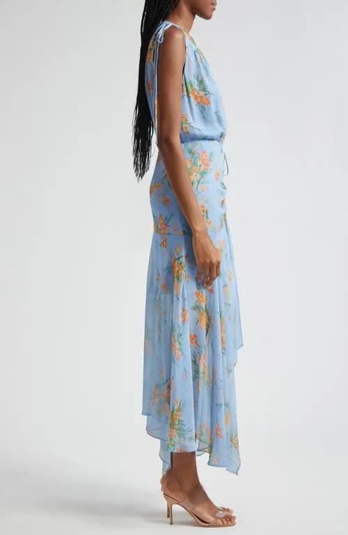 Veronica Beard Floral Print Sleeveless Silk Dovima Dress