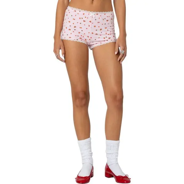 EDIKTED Strawberry Print Micro Shorts