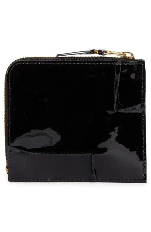 Comme Des Garçons Patent Leather Half Zip Wallet - Black
