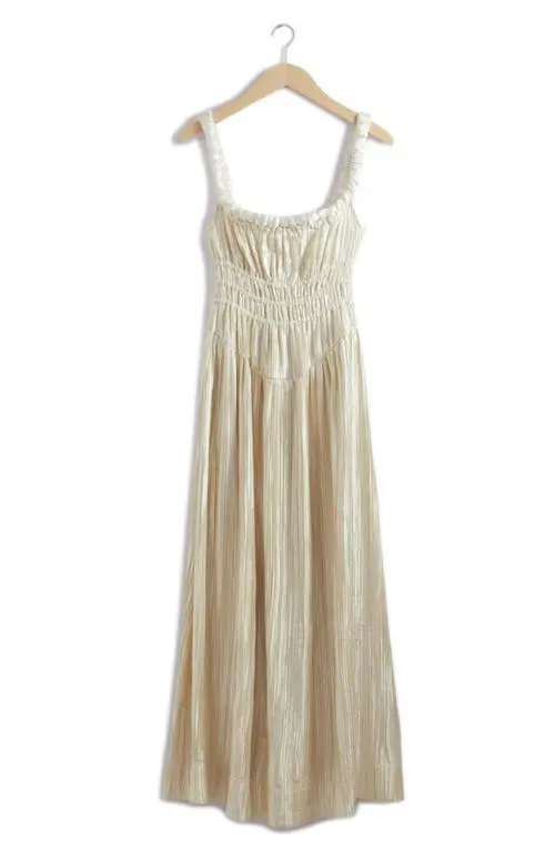 & Other Stories Pleated Metallic Satin Maxi Dress