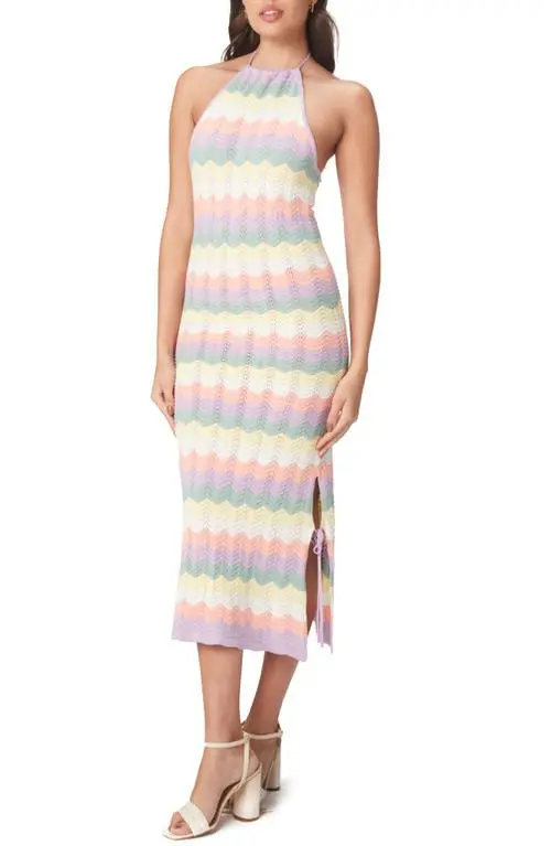 CAPITTANA Corneila Crochet Cover-up Halter Dress - Pink Multi